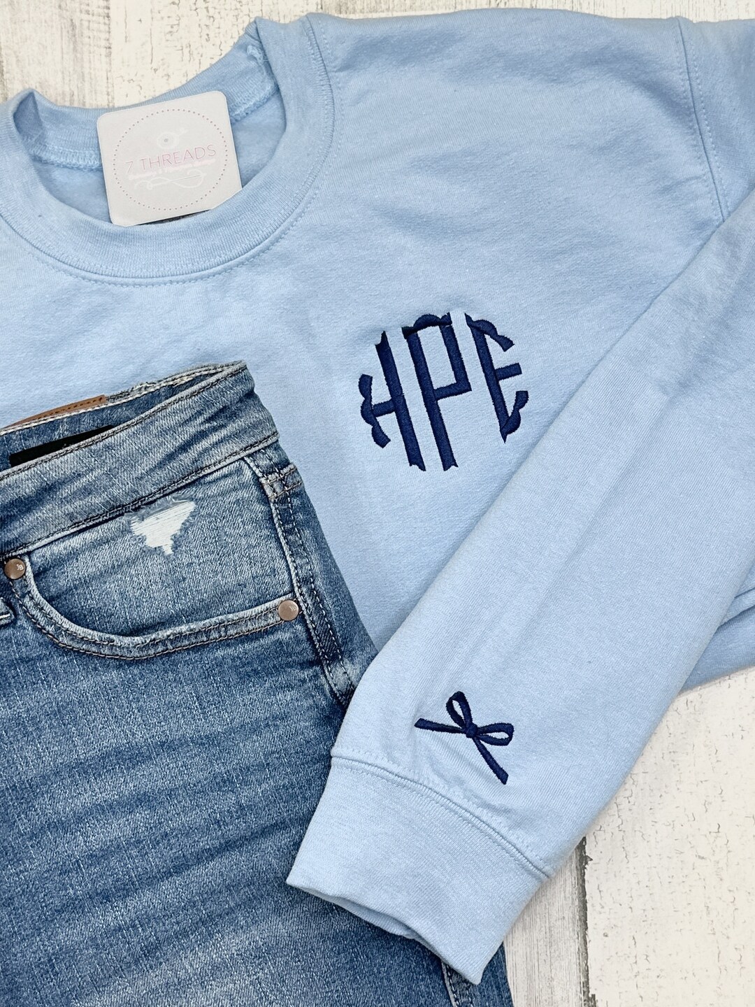 Monogram Coquette Embroidered Sweatshirt, Bow Detail Gift Custom ...