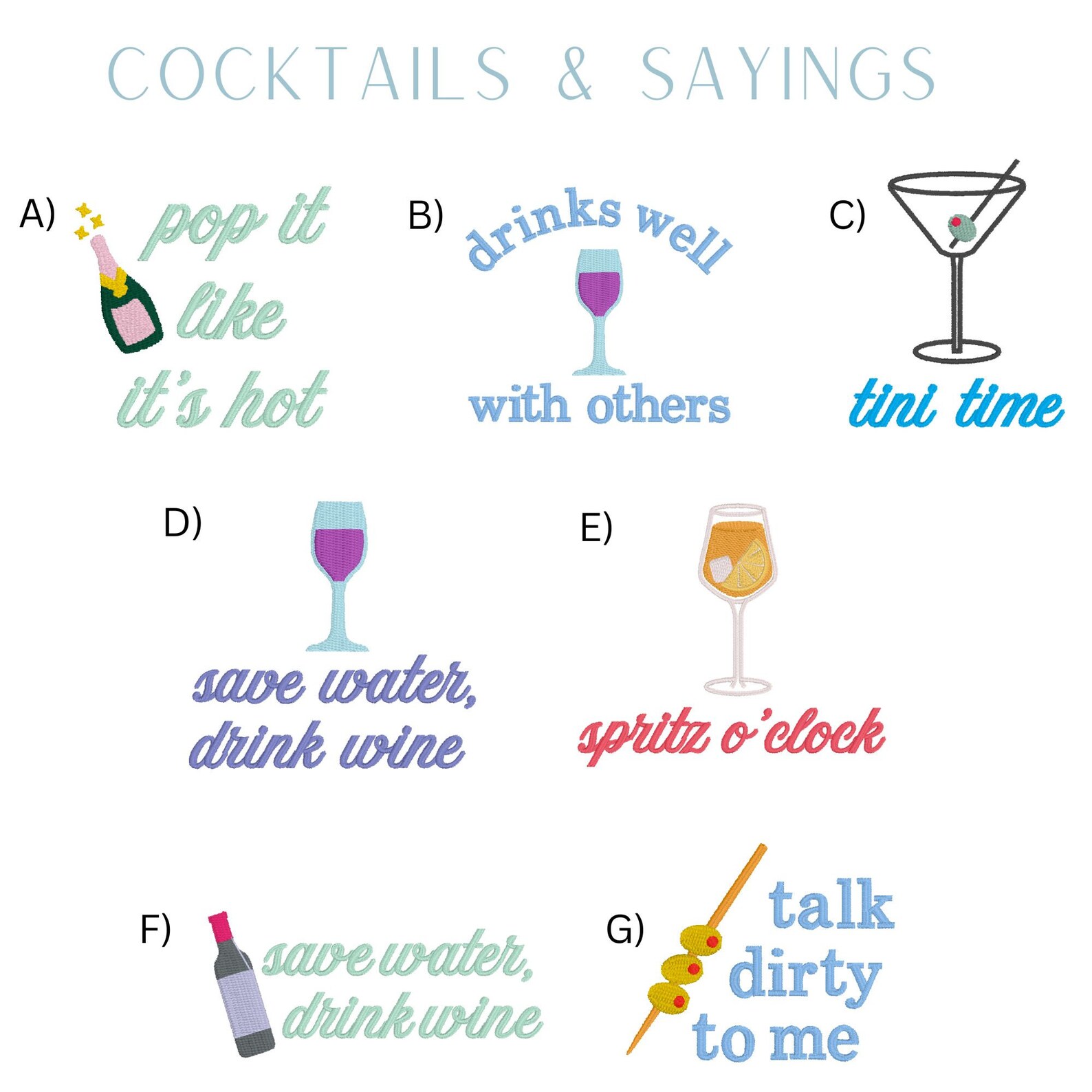 Personalized Cocktail T-shirt, Embroidered Custom Drink Tee ...