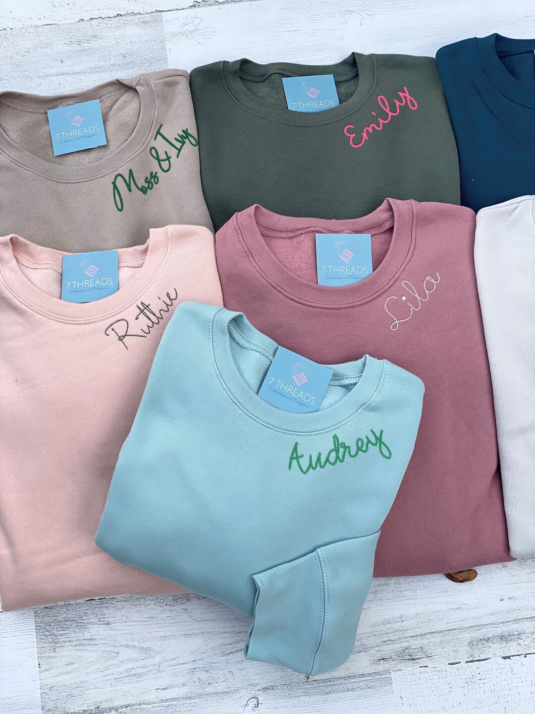 Custom Embroidered Sweatshirt, Choose Your Font, Personalized Neckline ...
