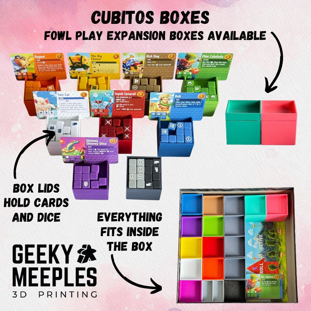 3D Printed Cubitos Dice Boxes AND Fowl Play Expansion - Upgrade Only ...