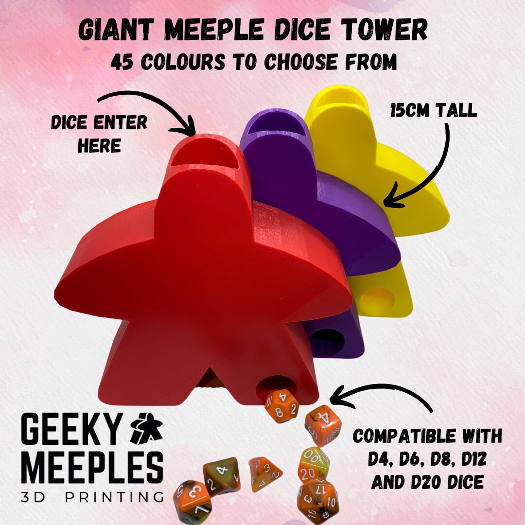 3D Printed Giant Meeple Dice Tower - 45 Colours to Choose From - Etsy UK