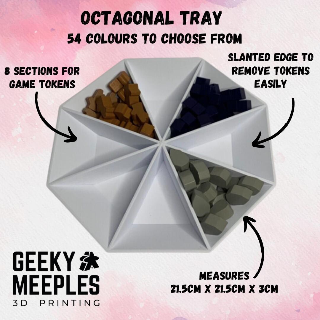 3D Printed Card Octagonal Token Tray - Board Game - Single - 54 Colours ...