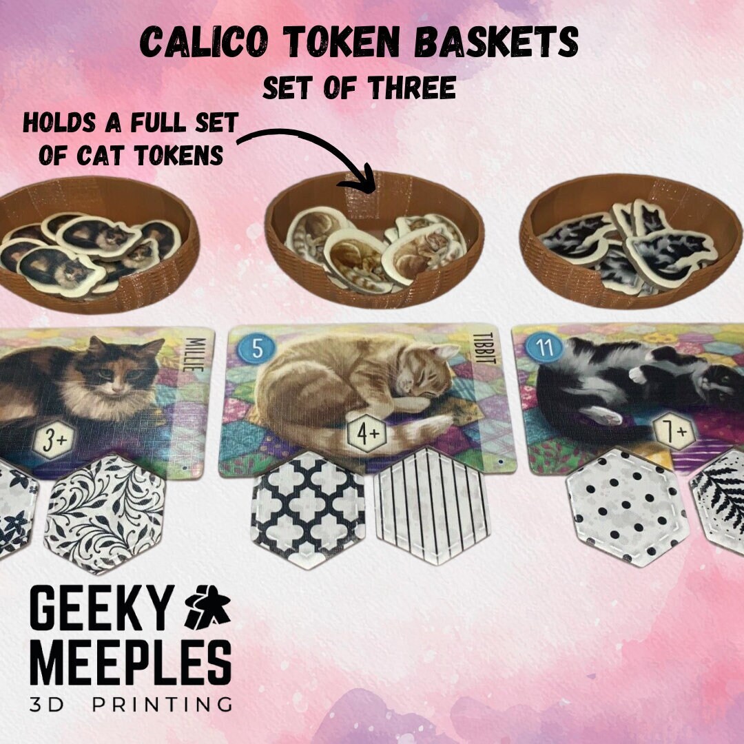 3D Printed Calico Board Game Cat Token Baskets - Set of Three - Etsy UK