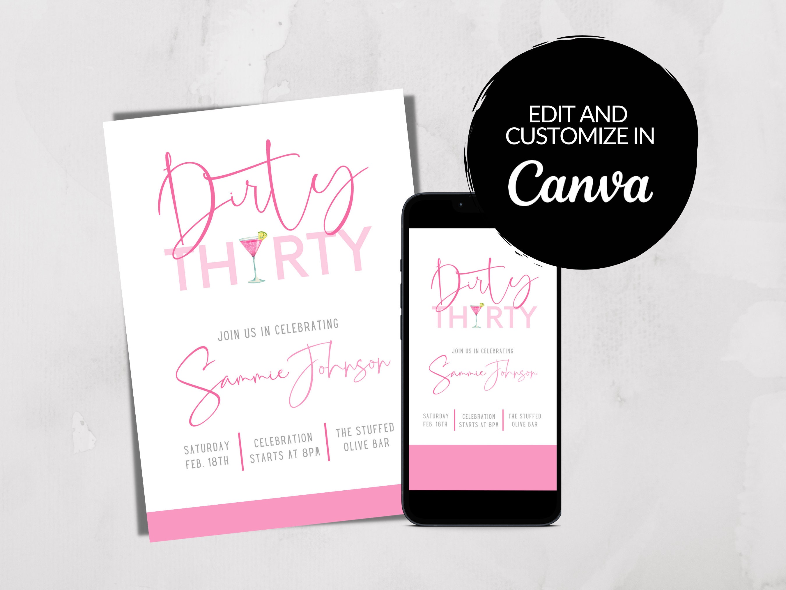 Dirty 30 Birthday Party Invitation, 30th Birthday Party, DIY Canva ...
