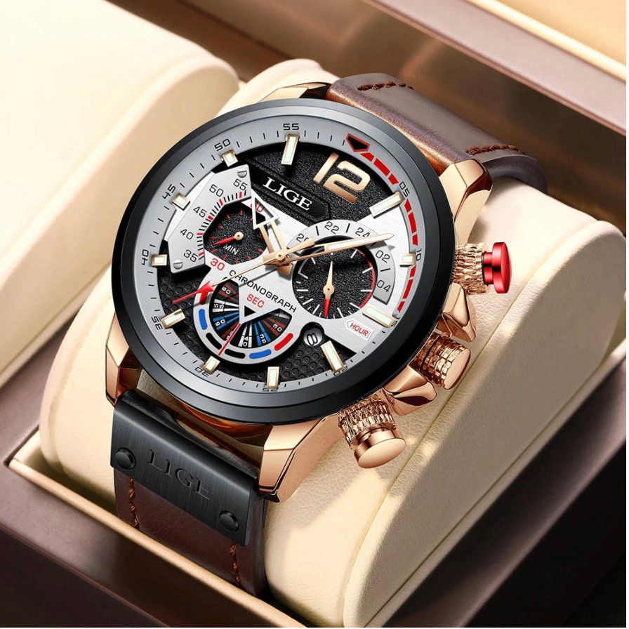 New Fashion Mens Leather Quartz Watch for Men Top Brand Luxury - Etsy