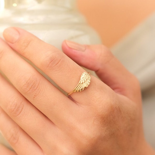 Gold Angel Wing Ring - Etsy