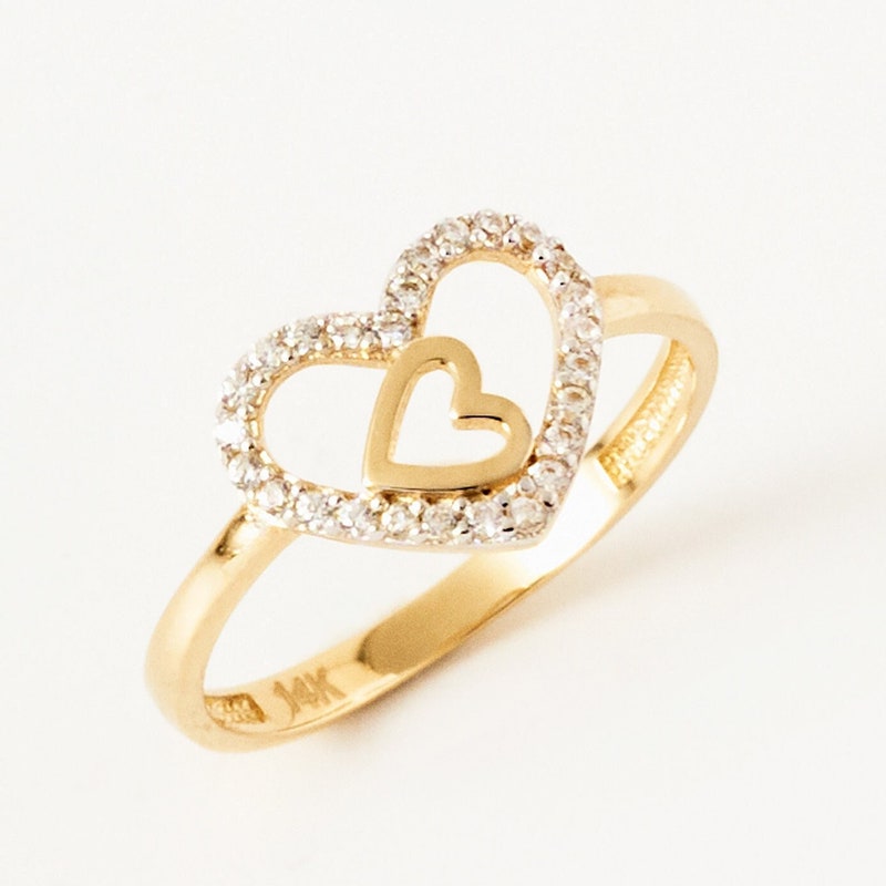 Gold Heart Ring - Etsy