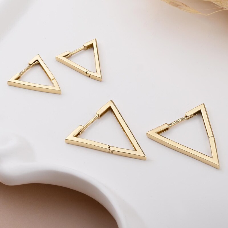 Gold Triangle Earrings - Etsy
