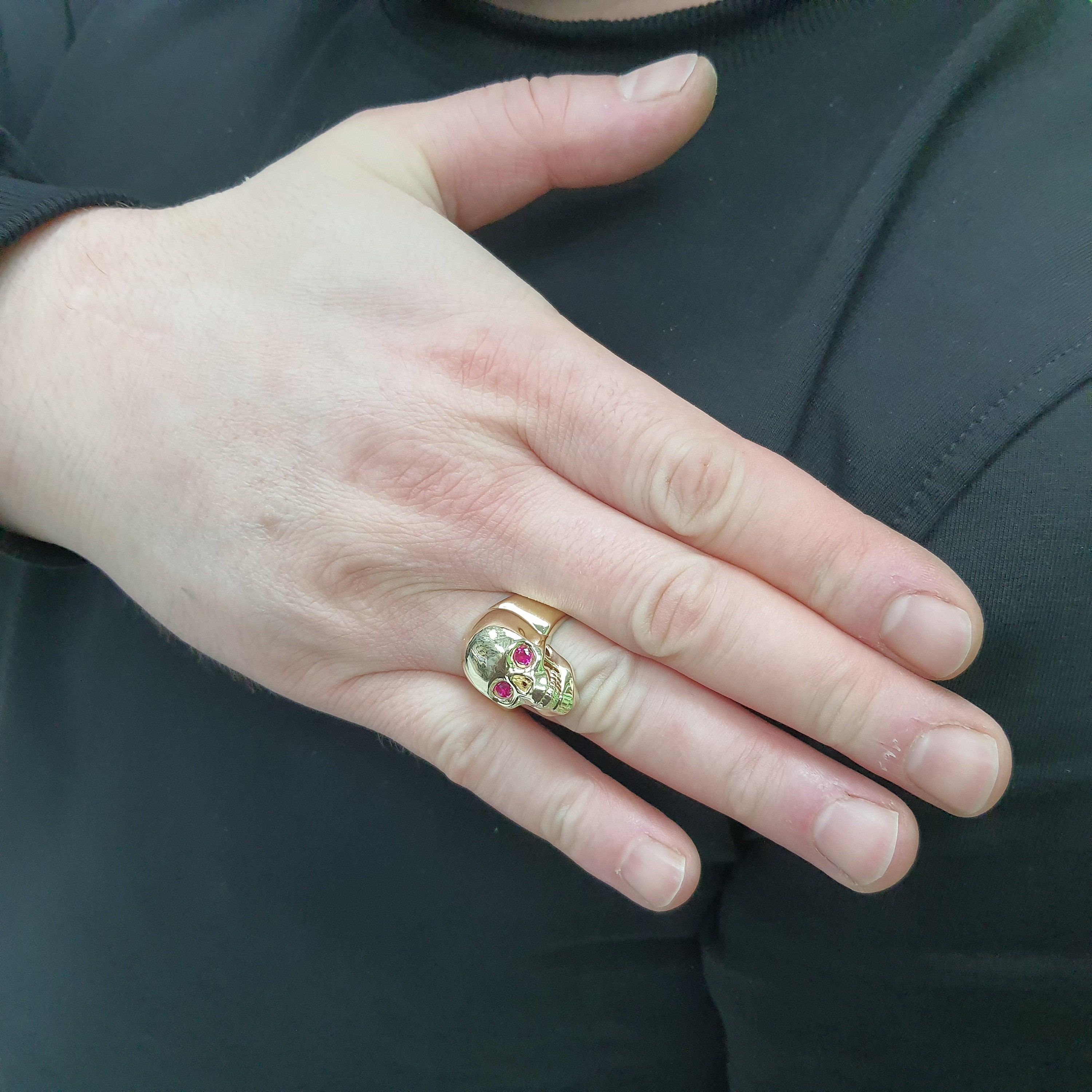 14k Solid Gold Skull Ring Signet Skull Ring Rings For Men Etsy