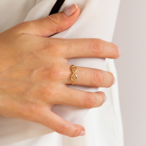 Solid 14k Yellow Gold Infinity Ring / Gold Infinity Minimalist - Etsy