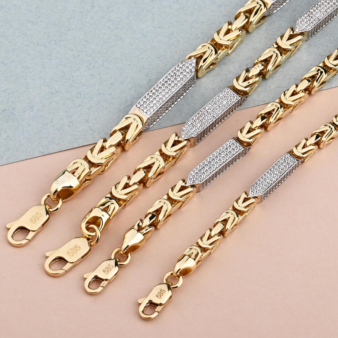 Diamond Byzantine Chain Necklace, 14K Gold Chunky Chain for Women, King ...