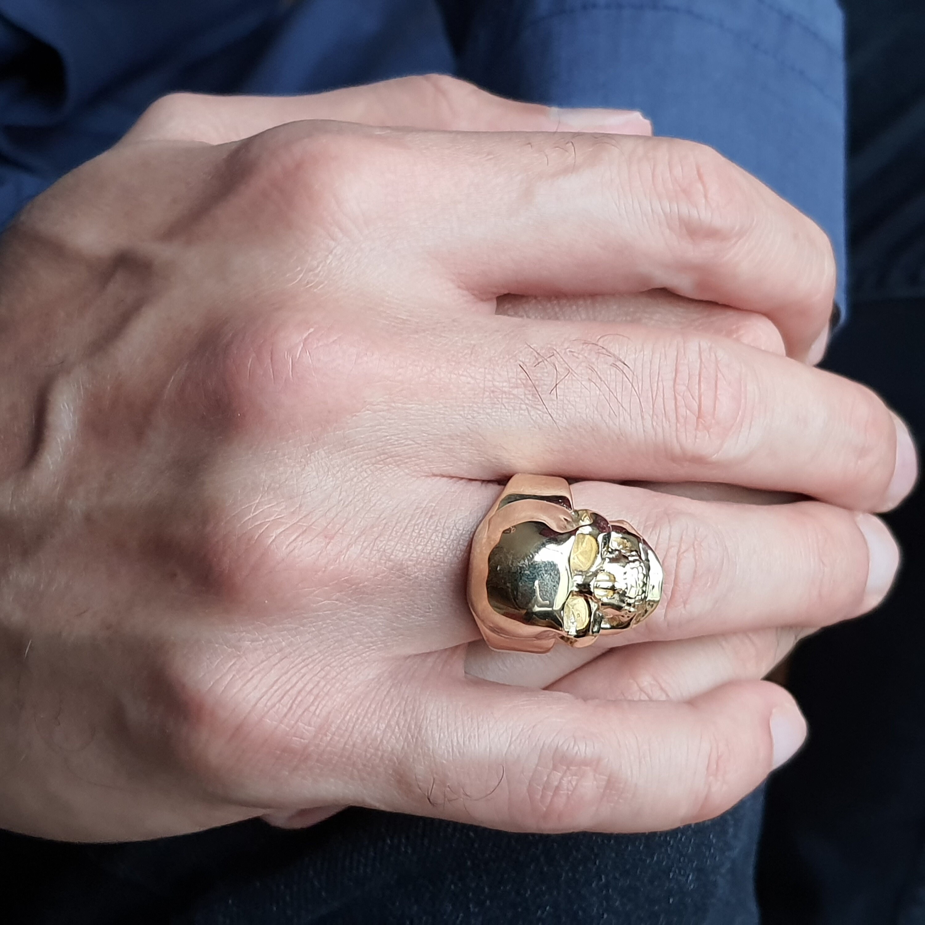 14k Solid Gold Skull Ring Signet Skull Ring Rings For Men Etsy