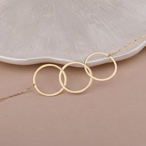 14K Solid Gold Interlocking Circle Necklace - Minimalist Infinity Jewelry - Etsy