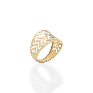 Geometric Ring With Zig Zag in Two Tones, Daily Jewelry for Engagement ...