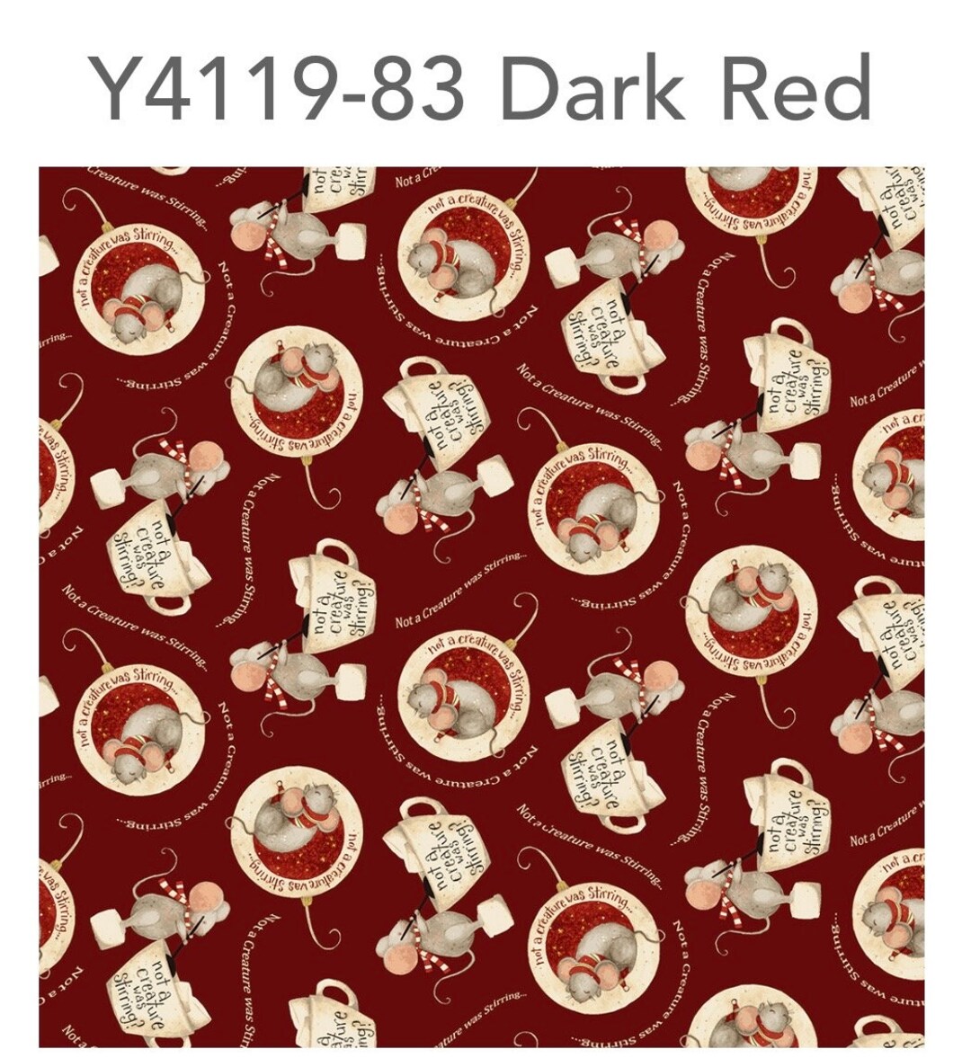 Gingerbread Christmas Mice Dark Red by Dan Dipaolo for Clothworks by ...