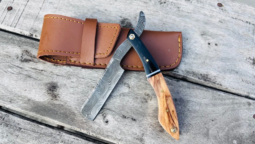 Handmade Damascus Steel Straight Razor Groomsman Boyfriend Gift With ...