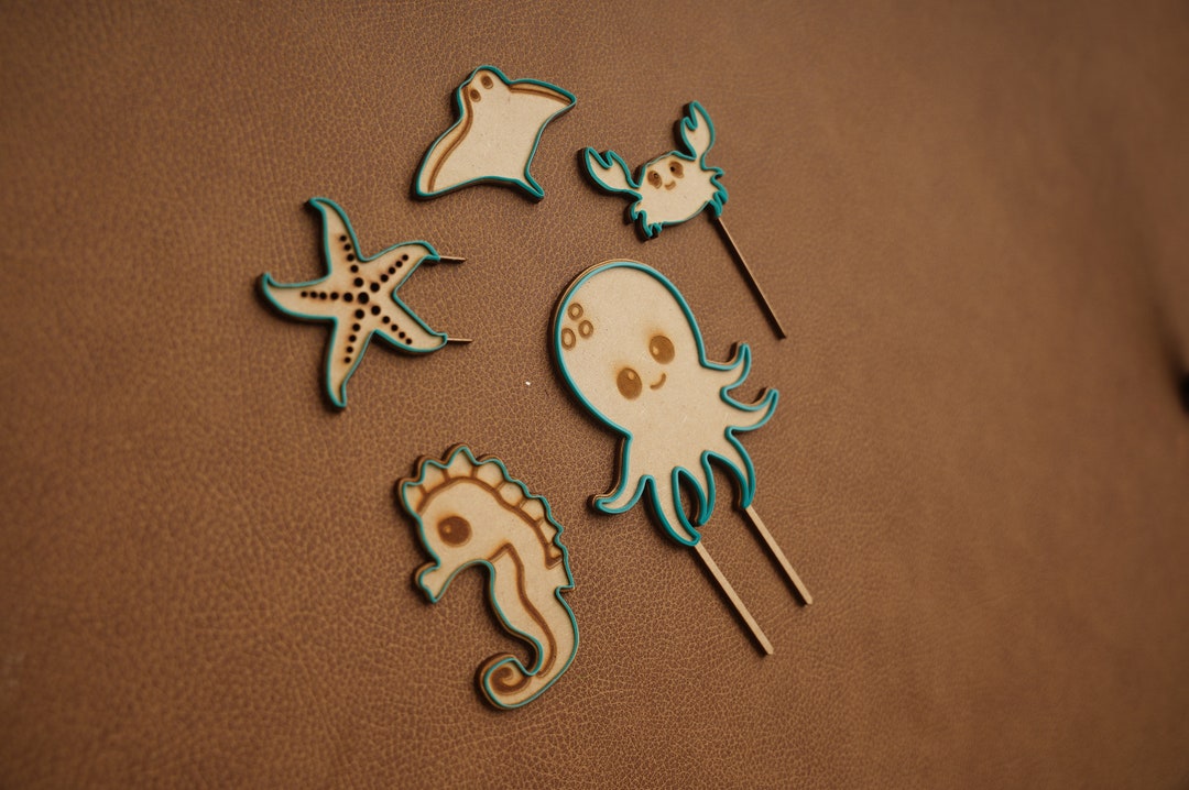 Sea Animals Topper Made in MDF With Acrylic, Digital File Topper ...