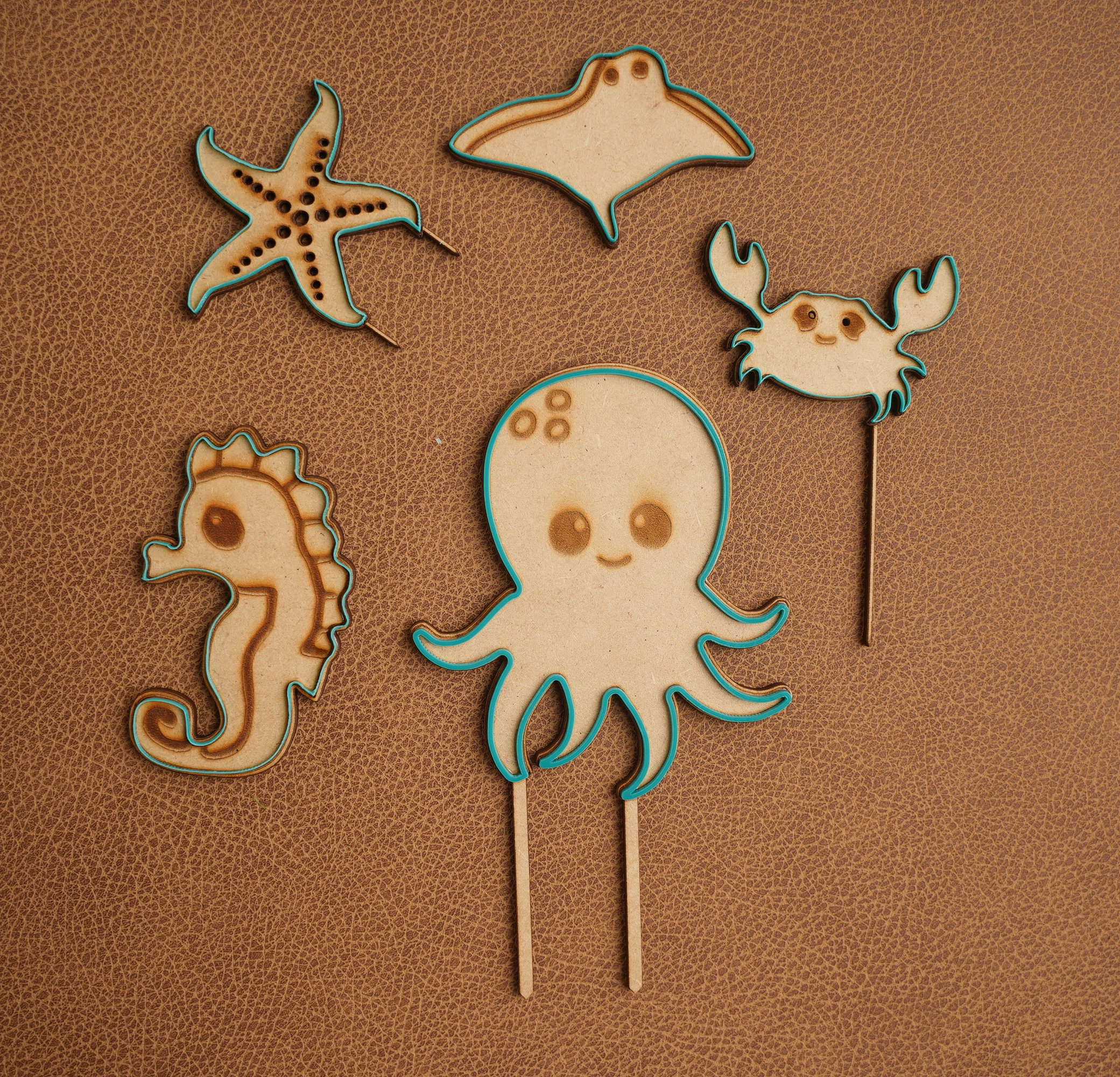 Sea Animals Topper Made in MDF With Acrylic, Digital File Topper ...