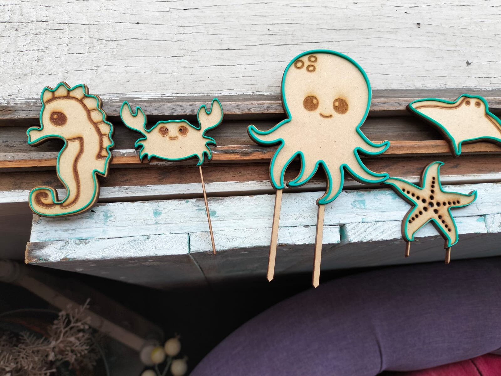 Sea Animals Topper Made in MDF With Acrylic, Digital File Topper ...