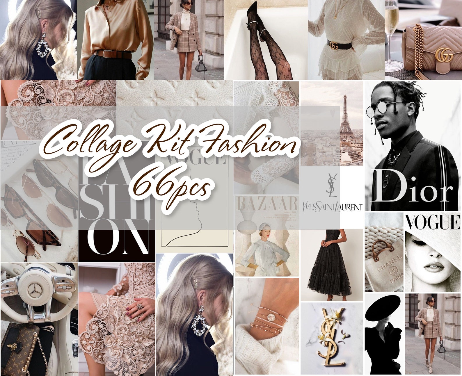 Collage kit fashion Wall collage kit Vogue collage kit Tezza | Etsy