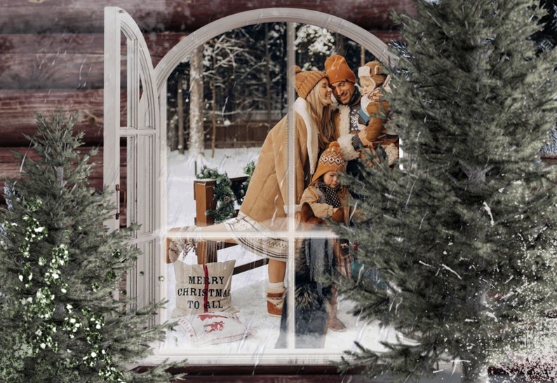 Window Frame Overlay Winter Backdrop New Year Overlay Digital - Etsy