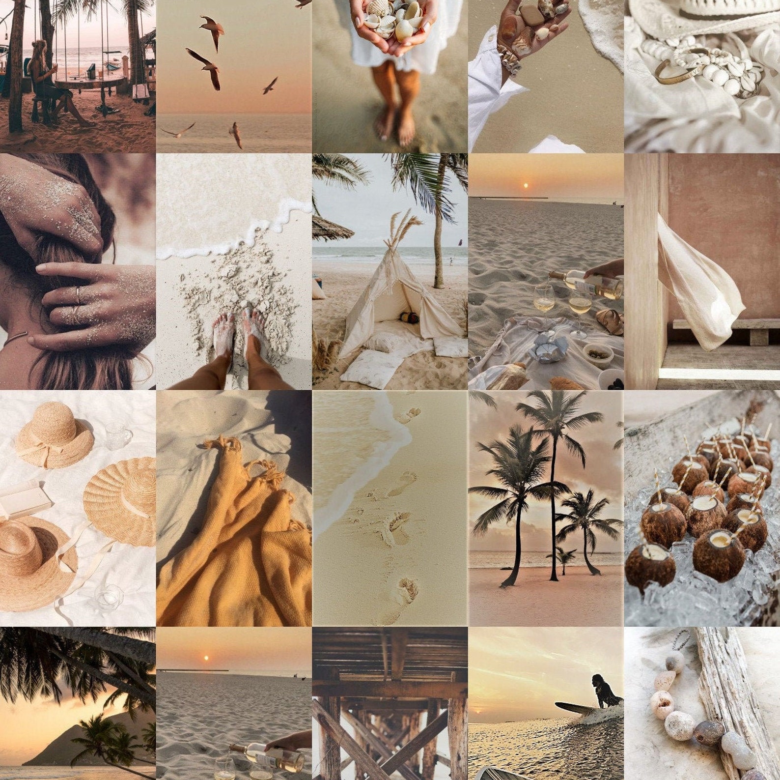 Beige Collage Kit Beach Aesthetic Collage Wall Kit DIGITAL 60 - Etsy UK