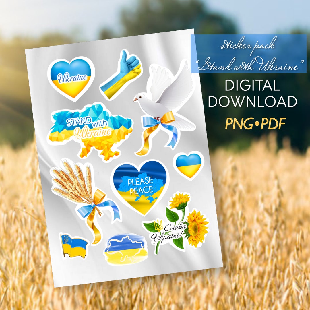 Ukrainian Stickers Pack Ukrainian Flag We Stand With Ukraine Pray ...