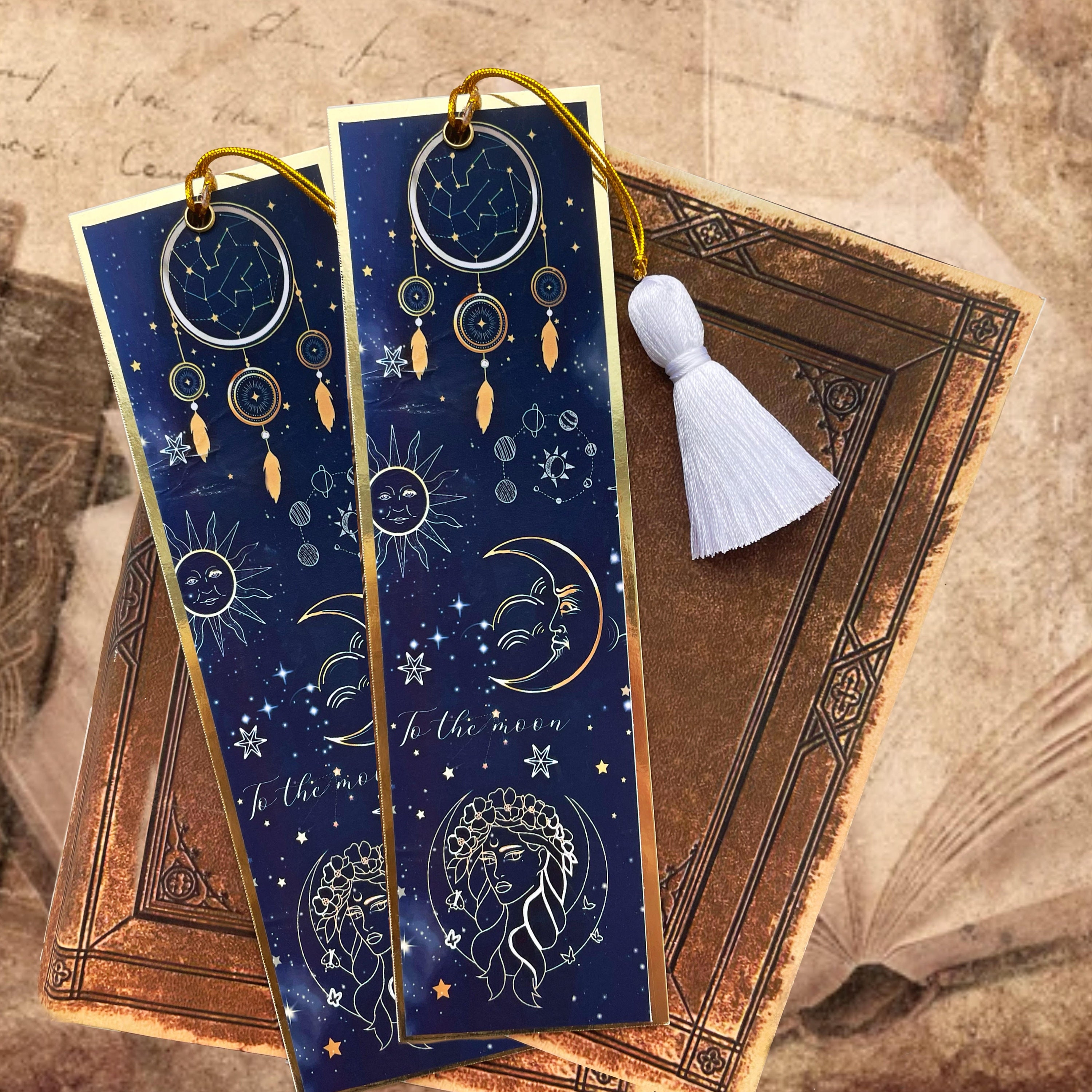 Sun and Moon Bookmark Celestial Bookmark Double-sided Bookmarks - Etsy