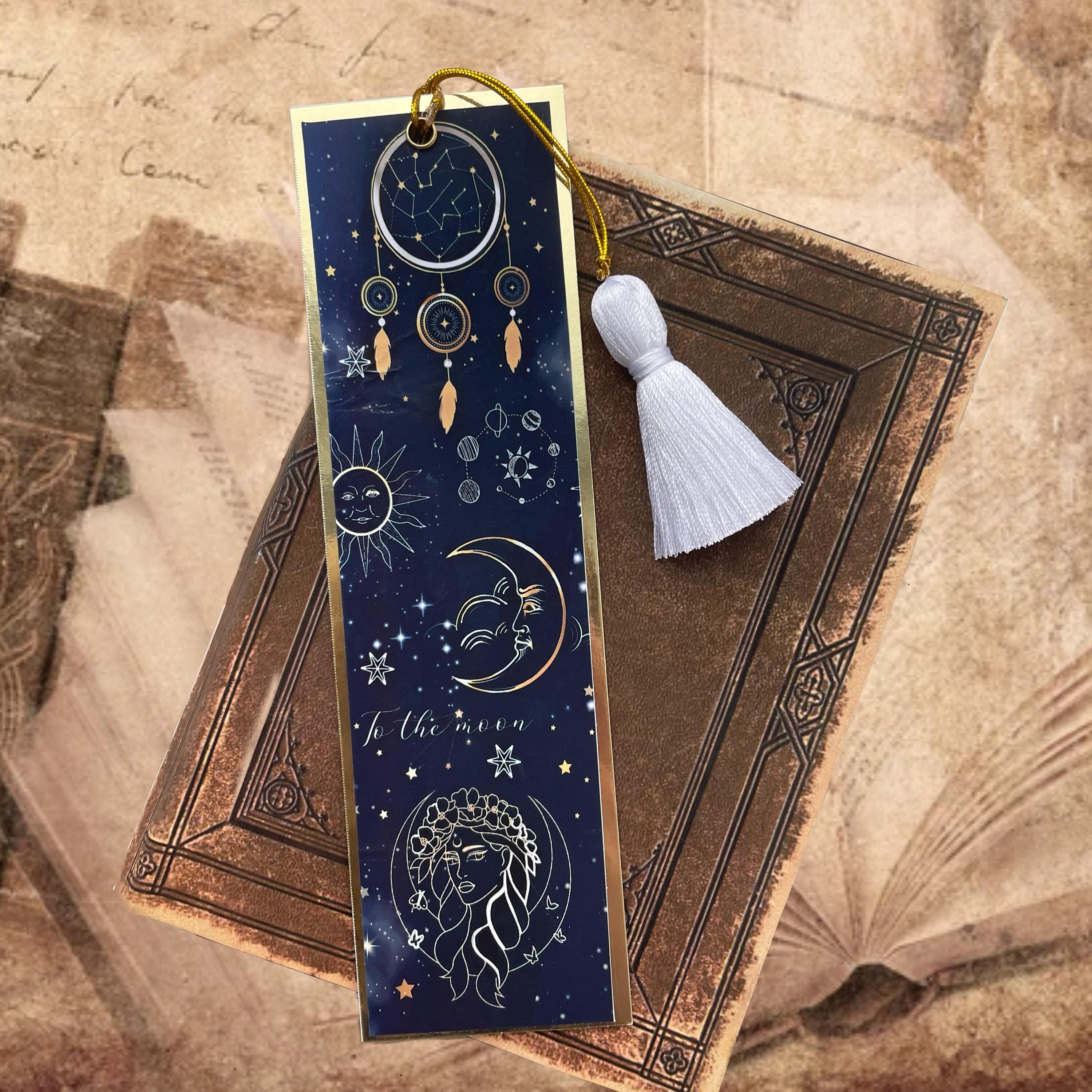 Sun and Moon Bookmark Celestial Bookmark Double-sided Bookmarks - Etsy