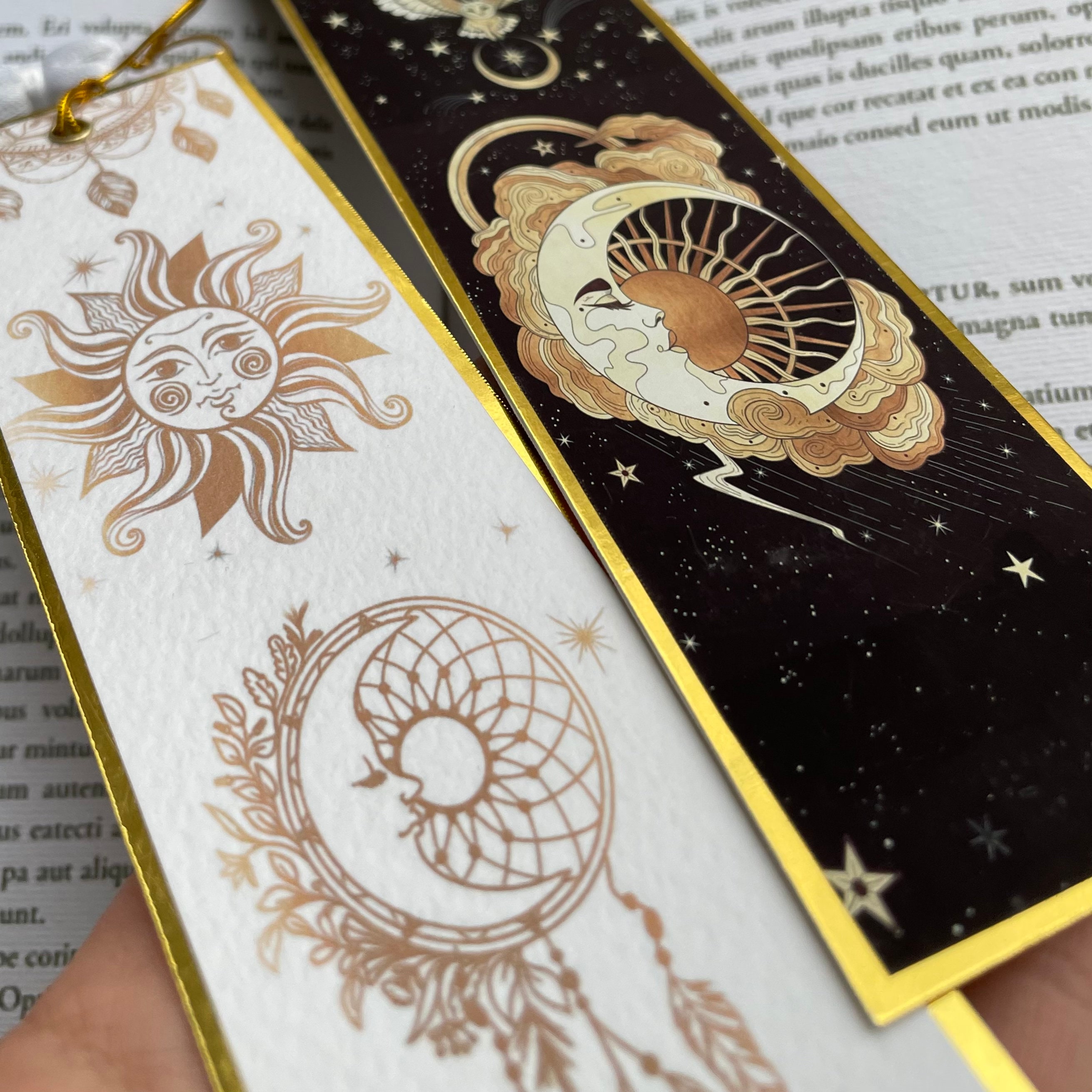 Double-sided Bookmarks Sun and Moon Bookmark Celestial | Etsy