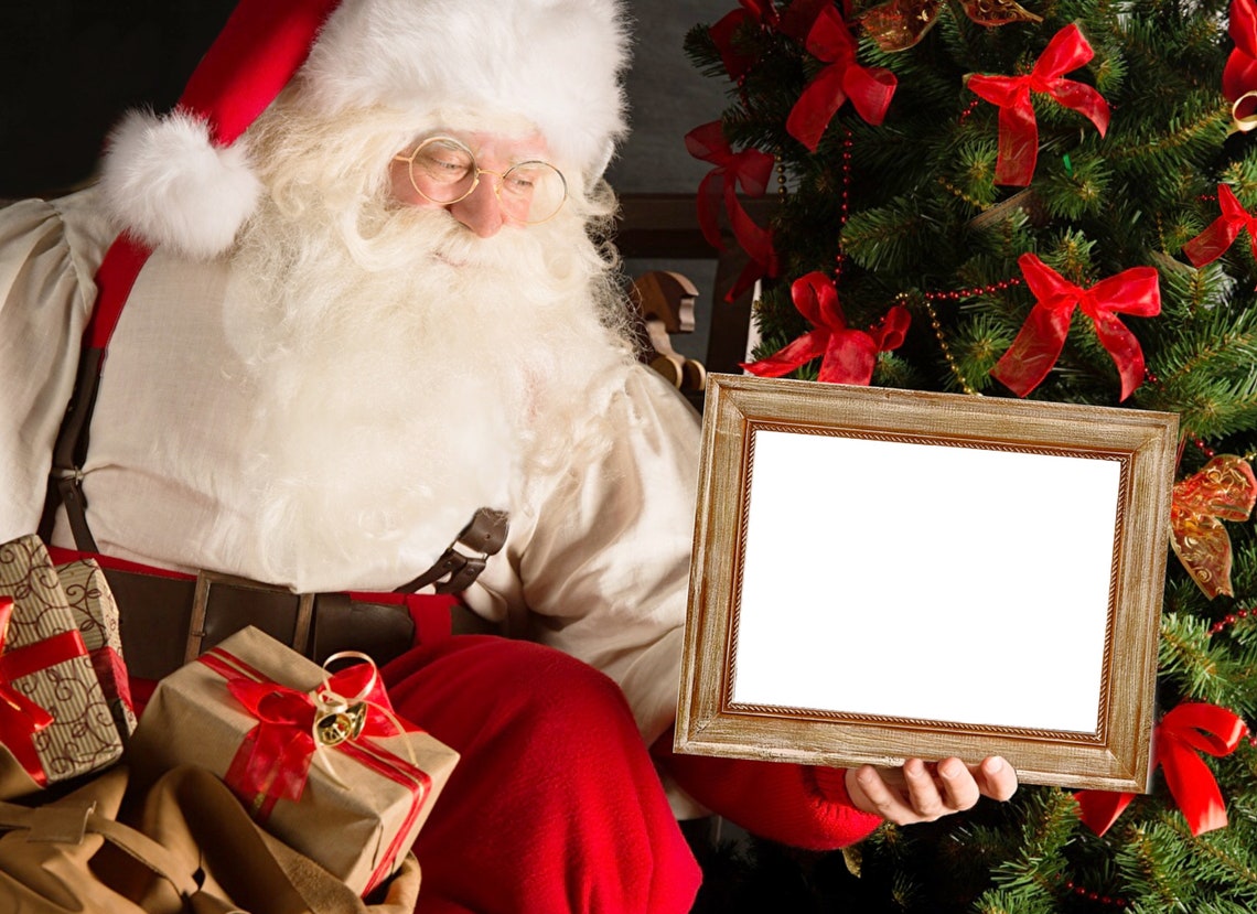 Santa Holding Frame Digital Backdrop Santa Overlay Photoshop | Etsy