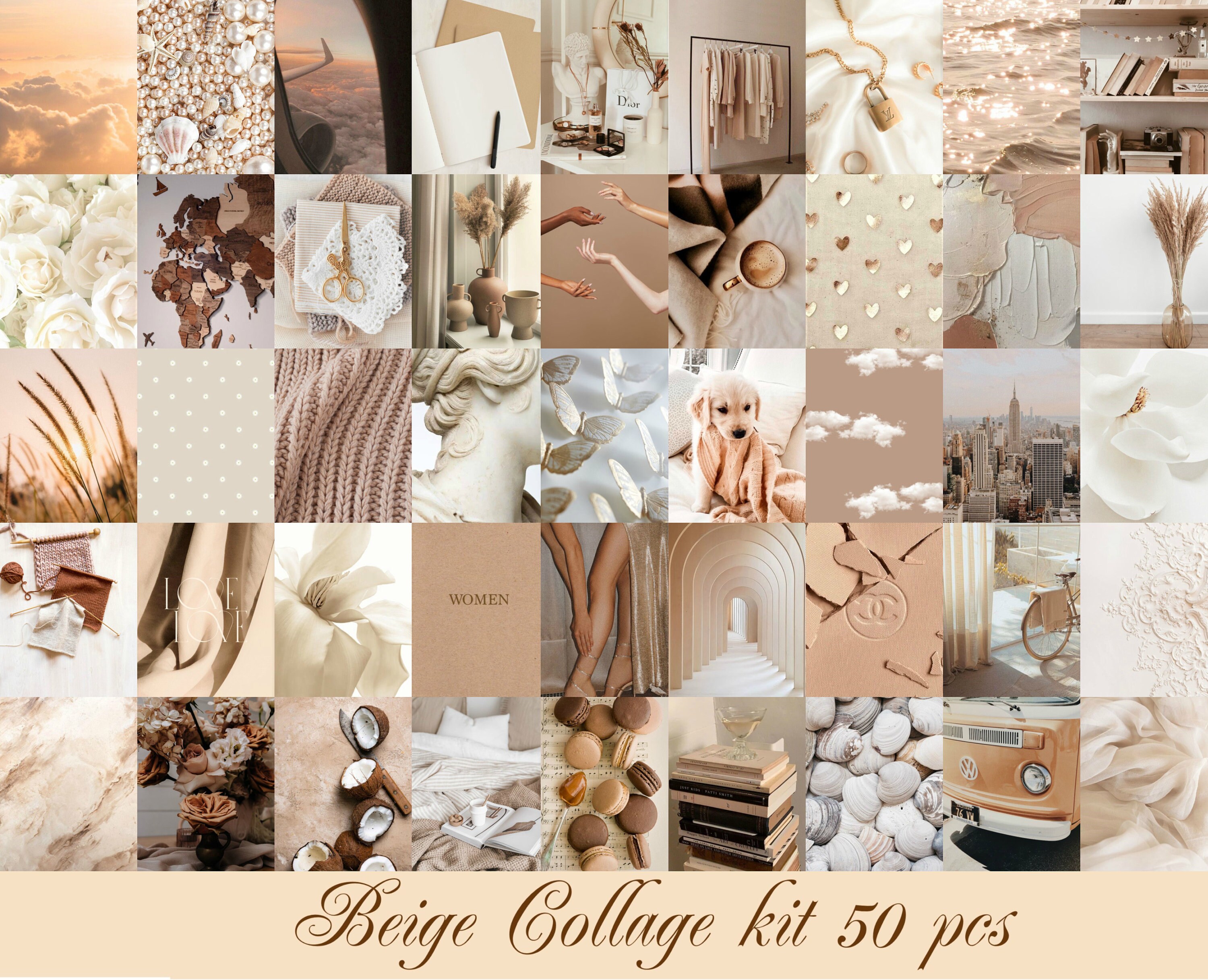 Beige Collage Kit Wall Collage Kit Aesthetic Room Decor - Etsy Canada