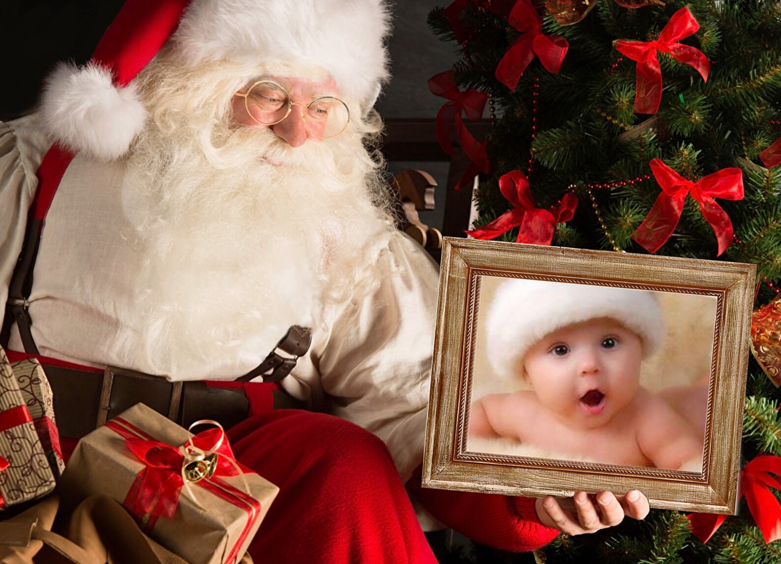 Santa Holding Frame Digital Backdrop Santa Overlay Photoshop | Etsy