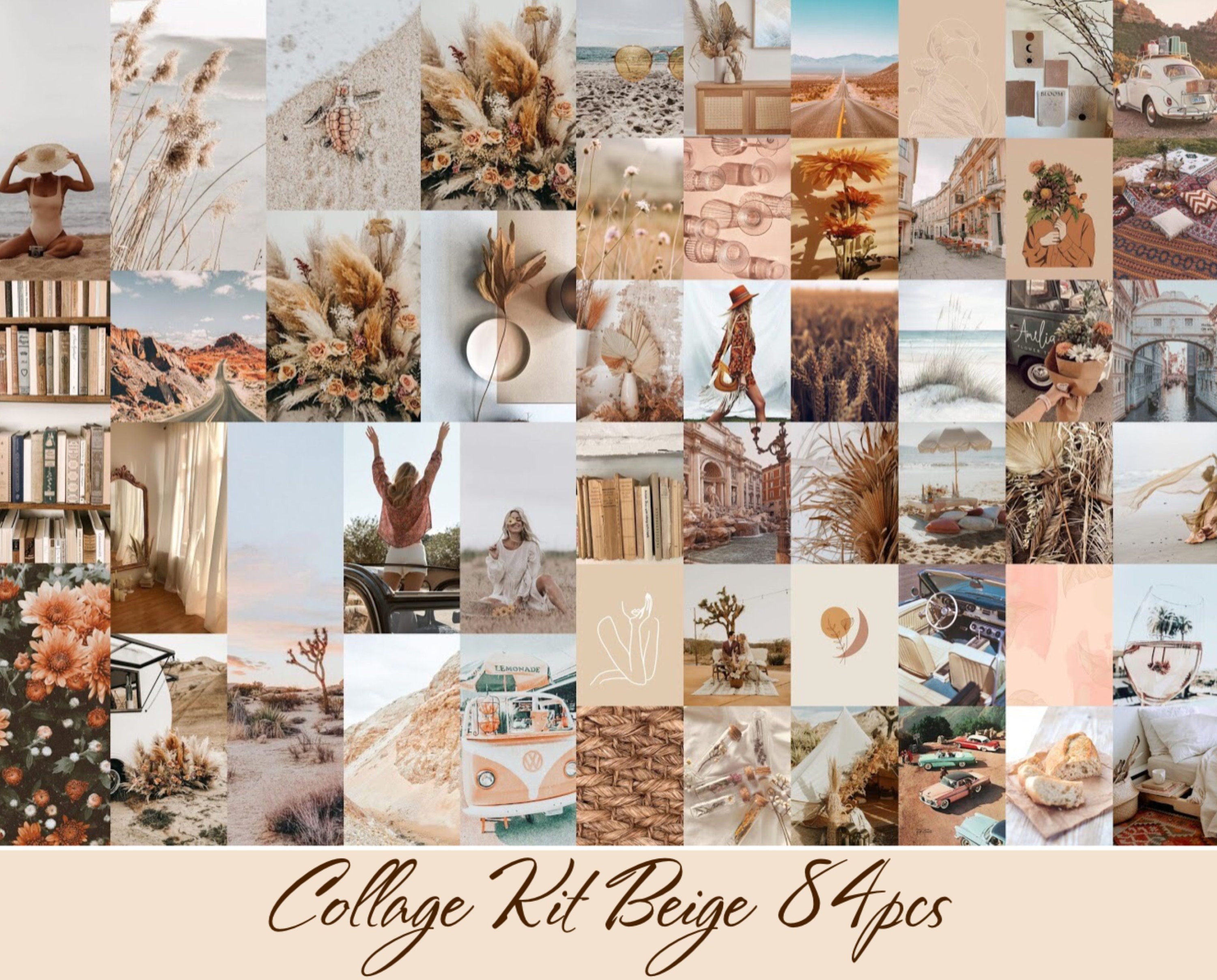 Photo Collage Kit Beige aesthetic Boho Collage Kit DIGITAL | Etsy