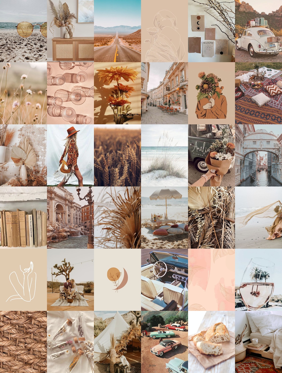 Photo Collage Kit Beige Aesthetic Boho Collage Kit DIGITAL - Etsy Canada