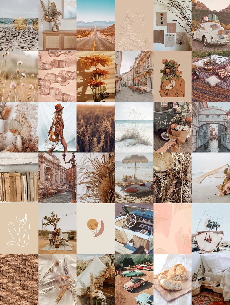 Photo Collage Kit Beige Aesthetic Boho Collage Kit DIGITAL - Etsy