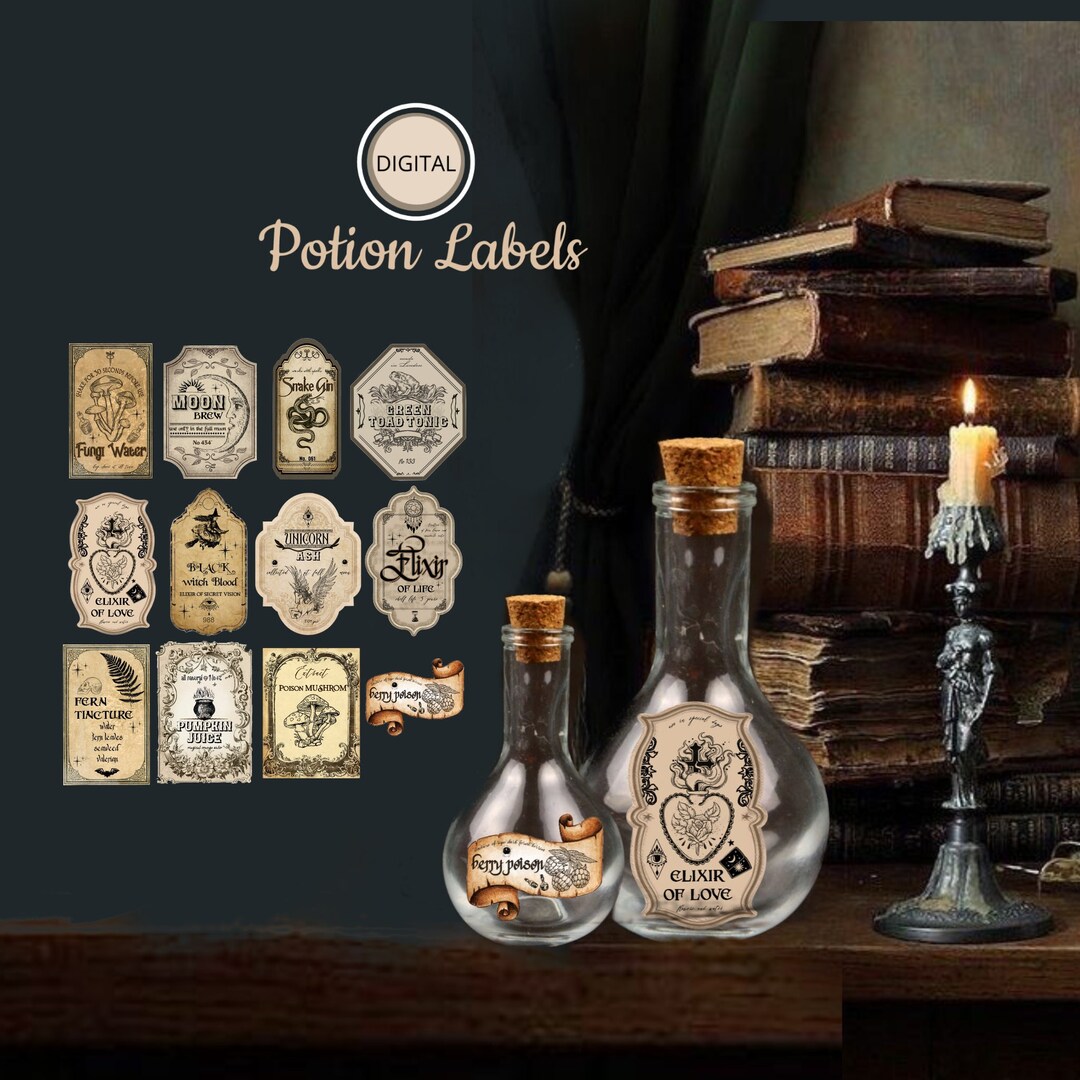 Potion Label Potion Sticker Poison Bottle Witches Sticker DIGITAL - Etsy