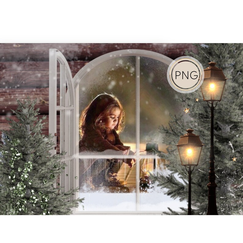 Window Frame Overlay Winter Backdrop New Year Overlay Digital - Etsy