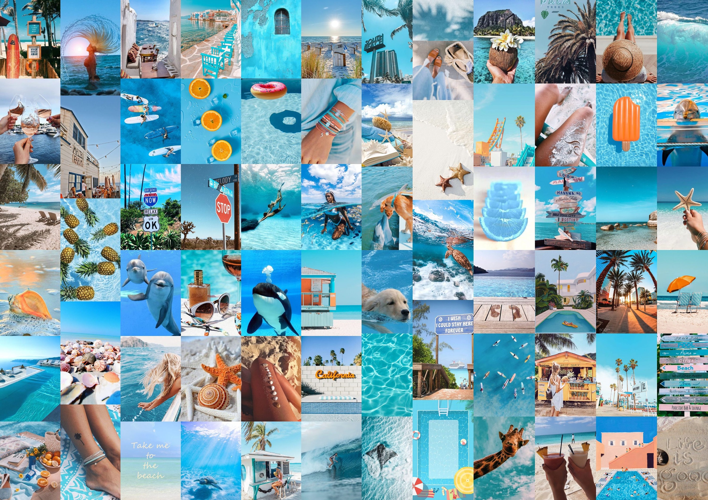 Blue Collage Kit Wall Collage Kit Beach Photo Collage DIGITAL - Etsy ...