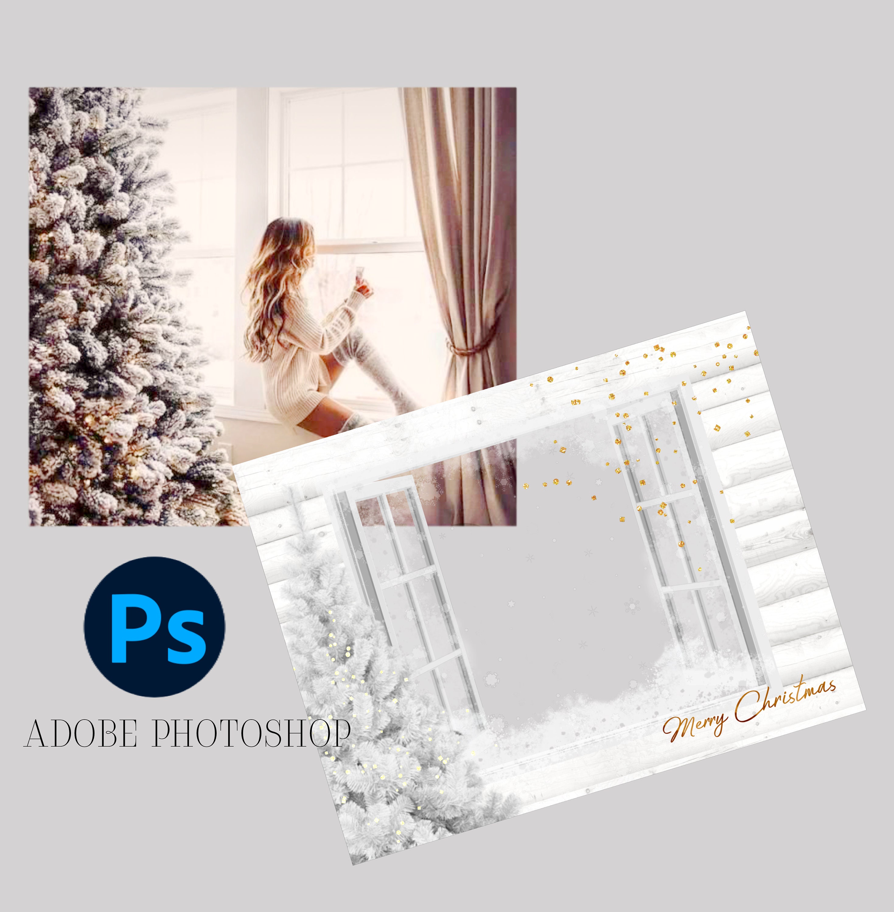 Christmas Window Digital Background Window Frame - Etsy