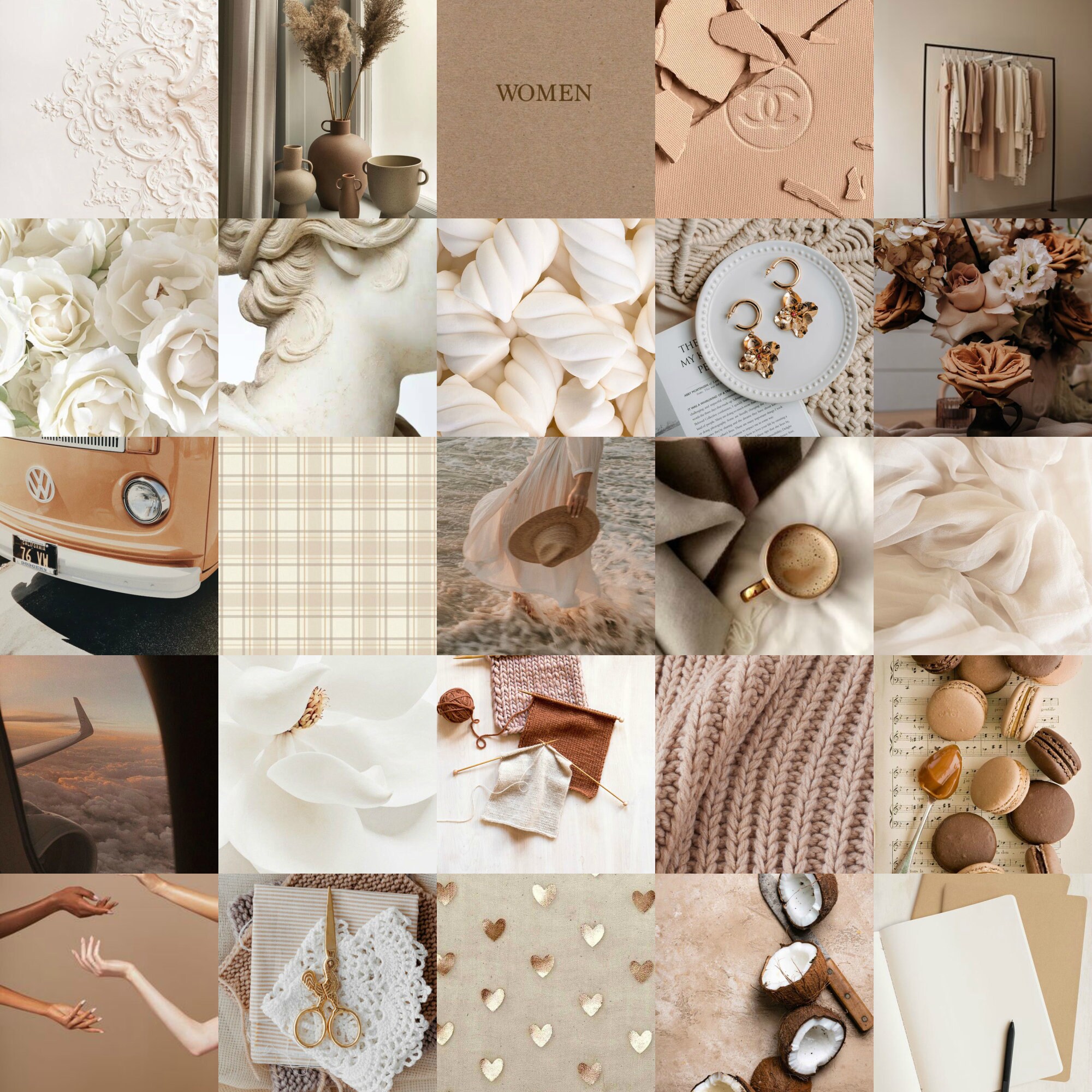 Beige collage kit Wall collage kit Aesthetic room decor | Etsy