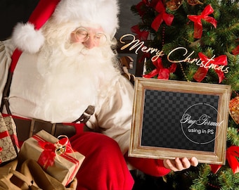 Santa Holding Frame Digital Template Christmas Digital - Etsy