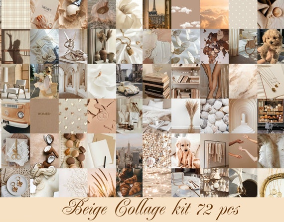 Beige Collage Kit Wall Collage Kit Dorm Collage Kit Digital Etsy Finland