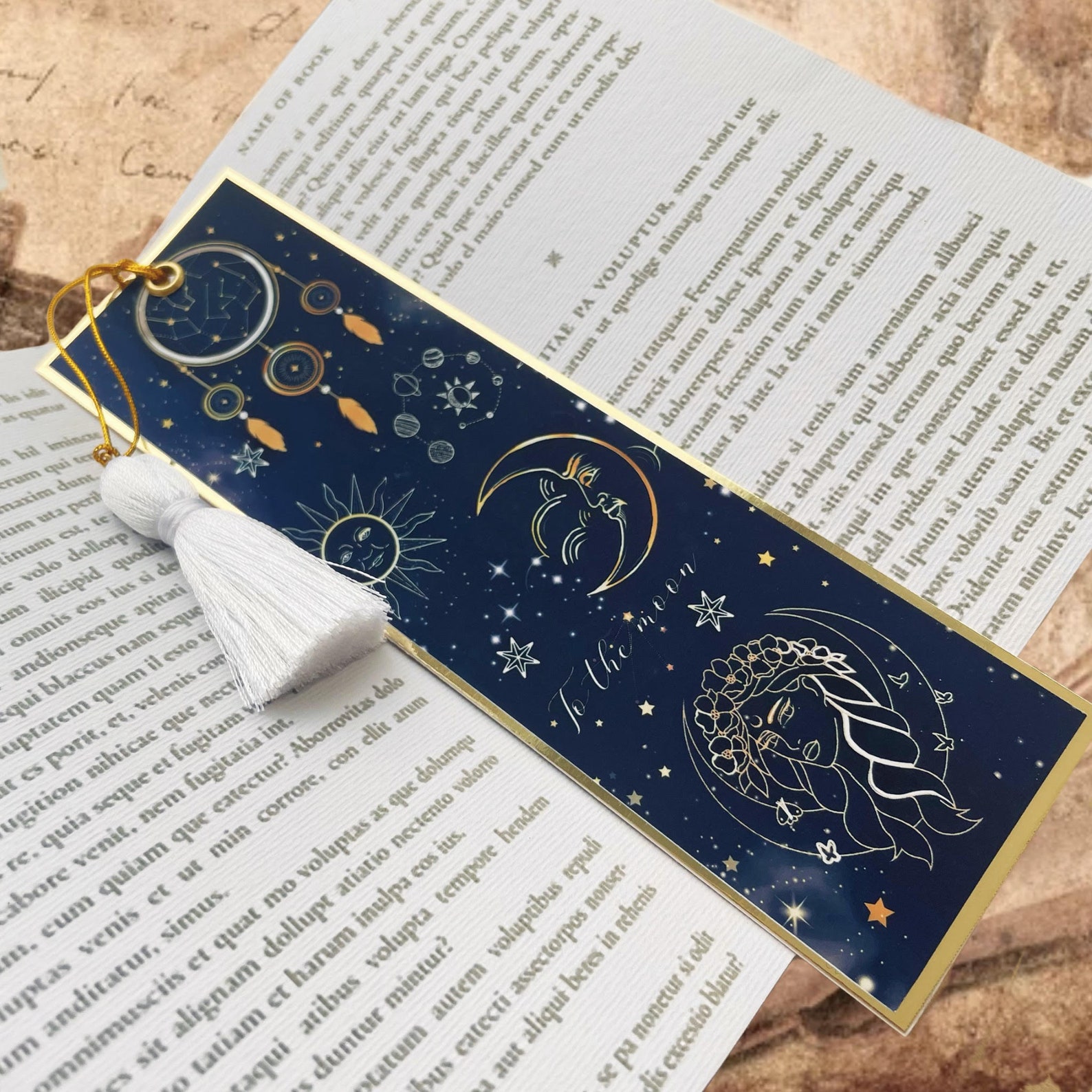 Sun and Moon Bookmark Celestial Bookmark Double-sided Bookmarks - Etsy