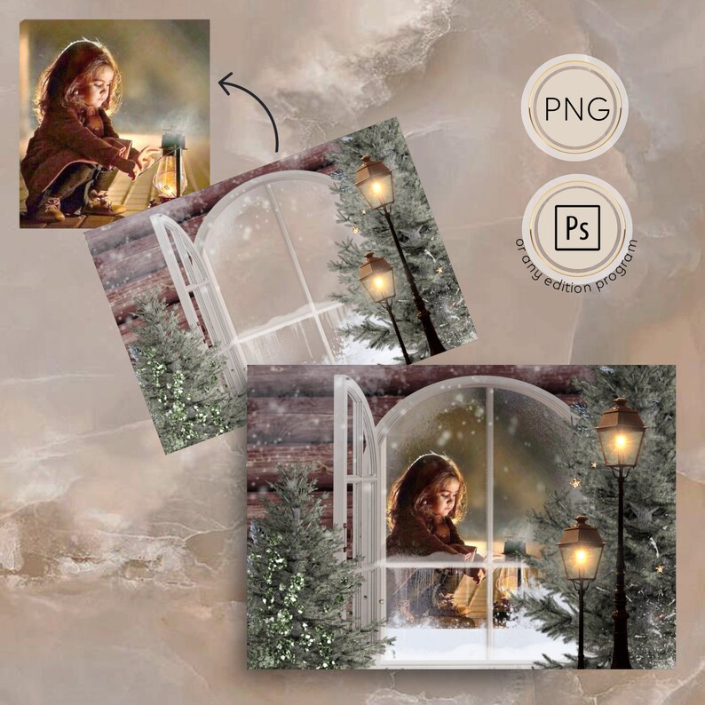 Window Frame Overlay Winter Backdrop New Year Overlay Digital - Etsy