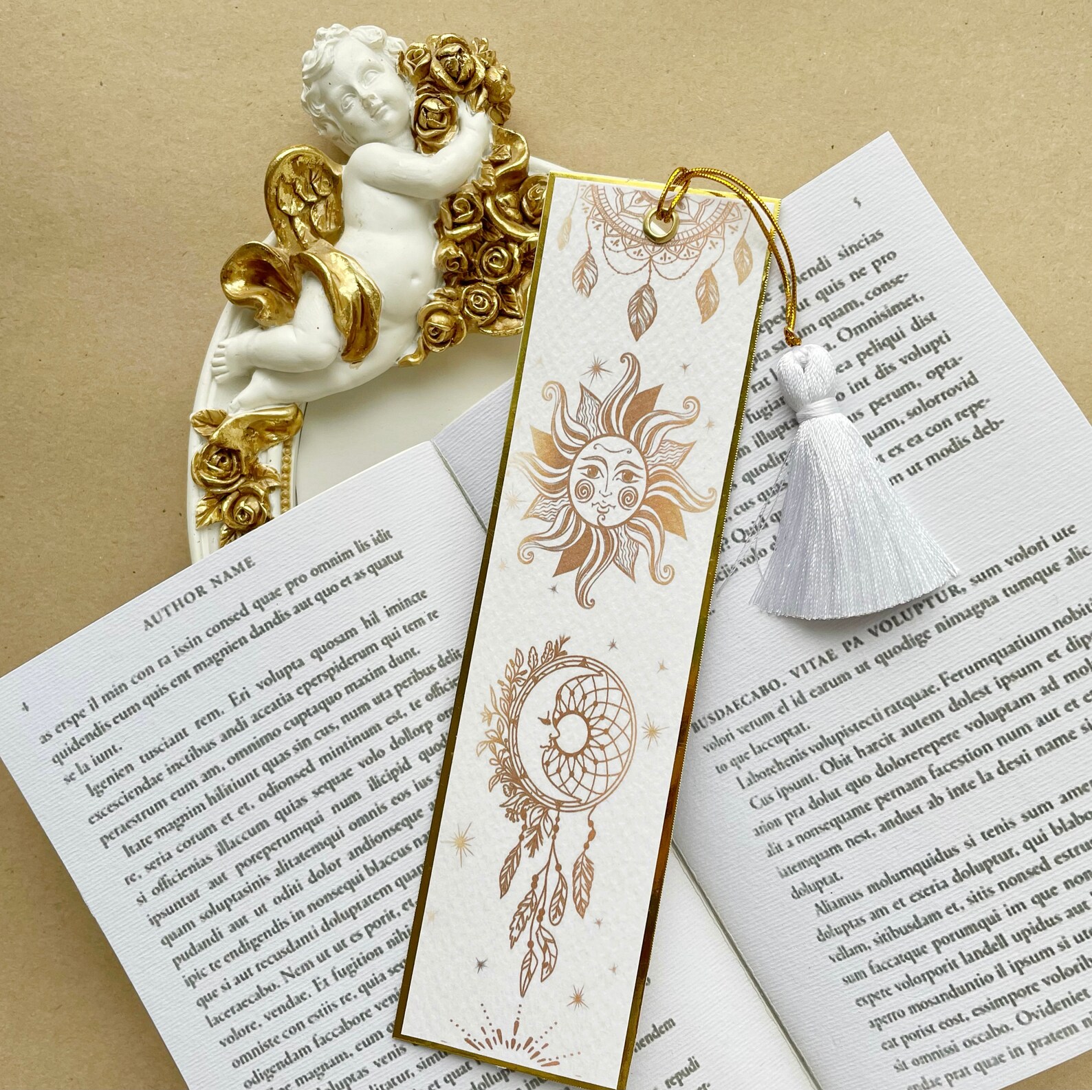 Double-sided Bookmarks Sun and Moon Bookmark Celestial | Etsy