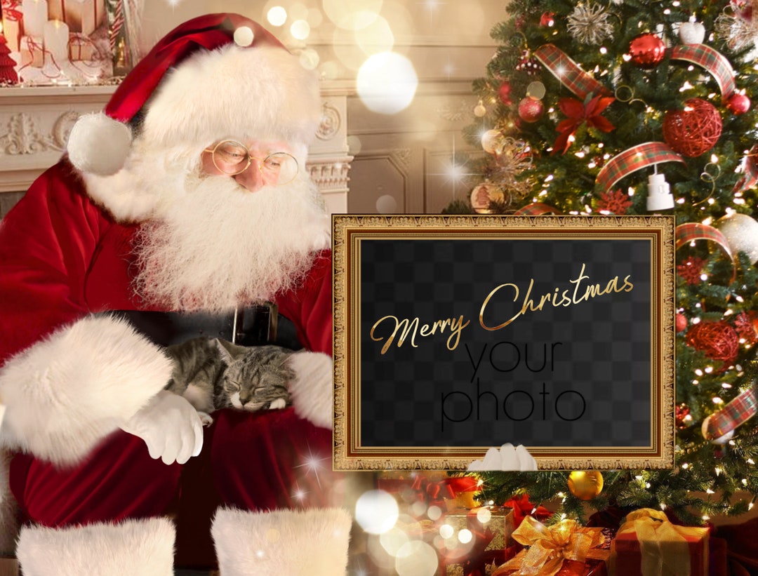 Santa Holding Frame Digital Santa Overlay - Etsy