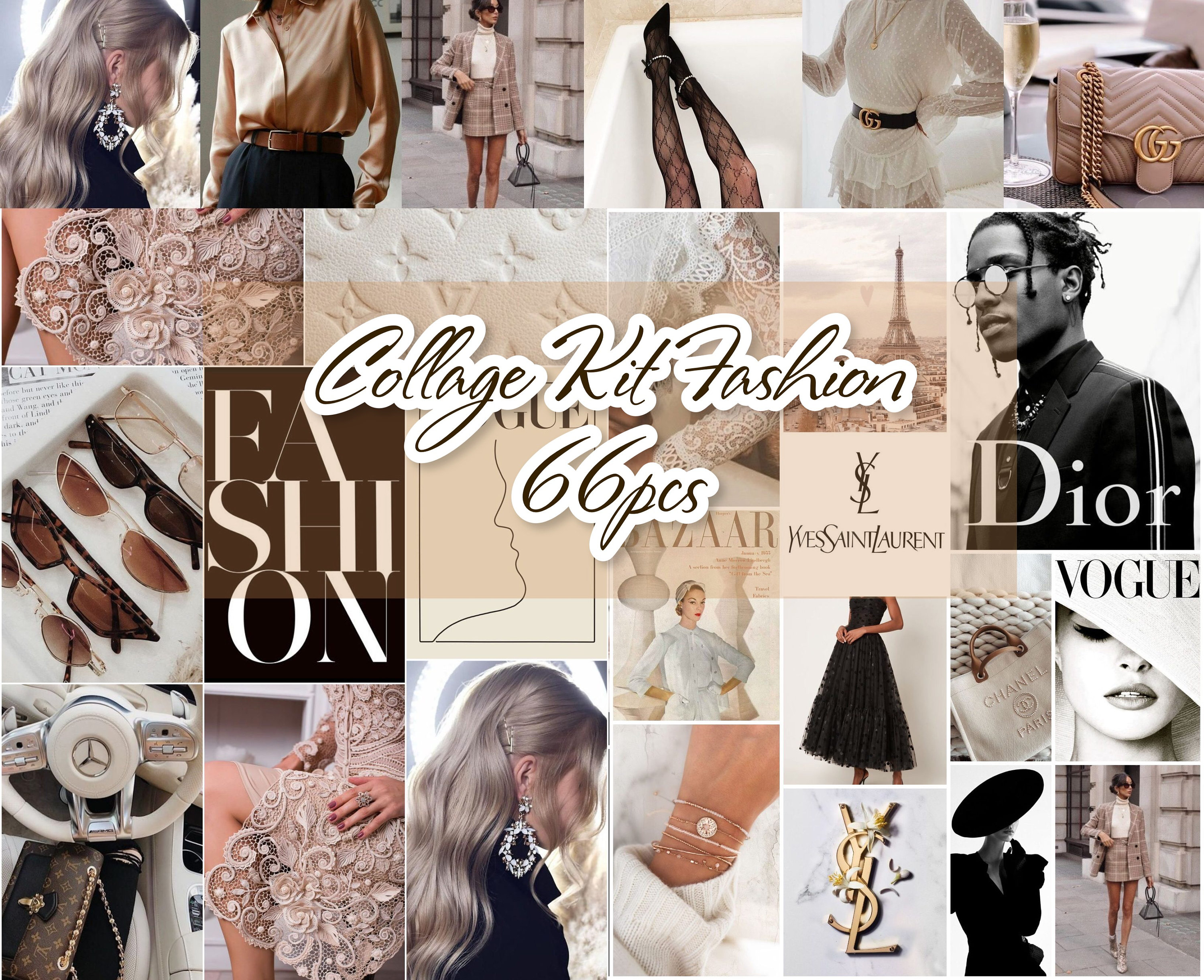 Collage kit fashion Wall collage kit Vogue collage kit Tezza | Etsy