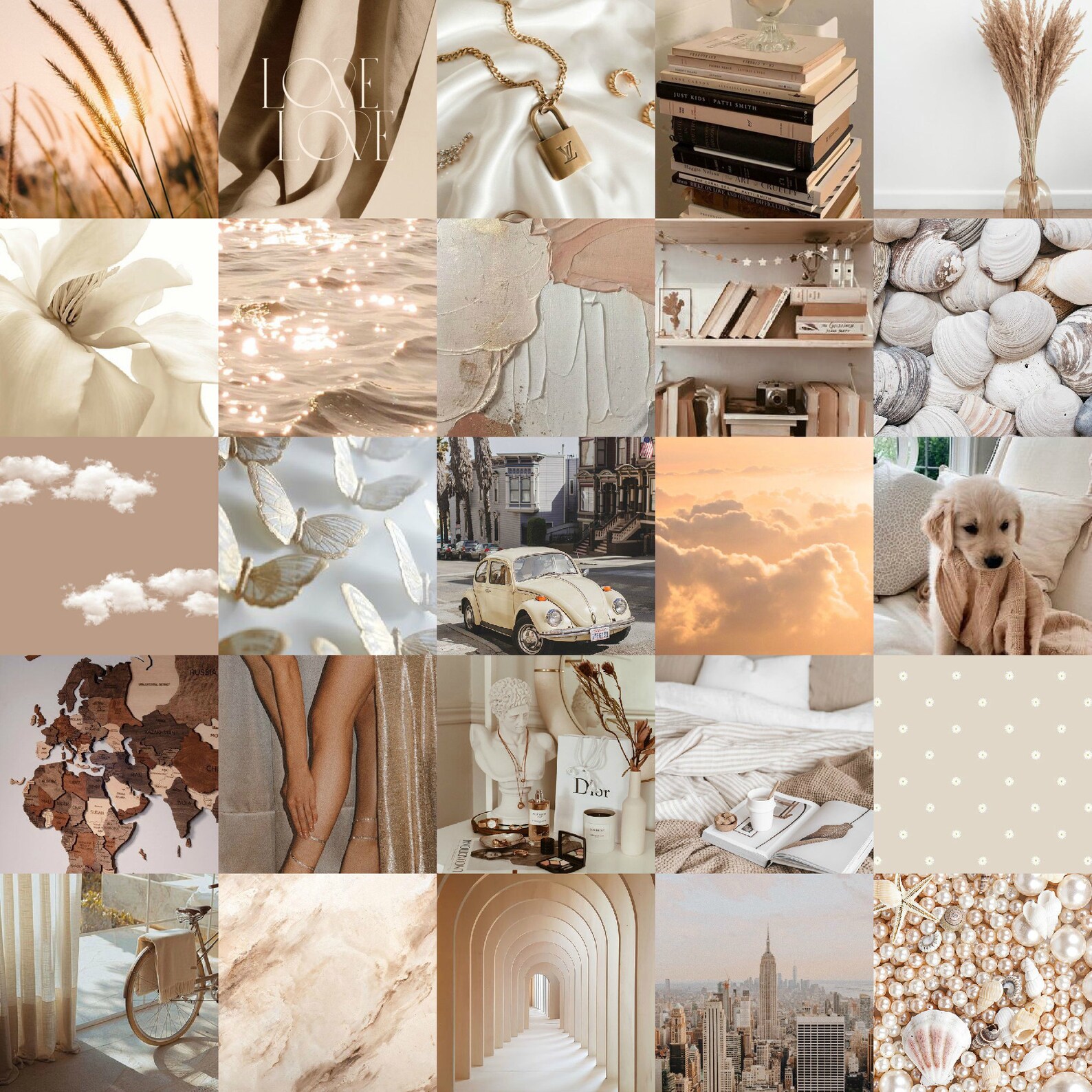 Beige Collage Kit Wall Collage Kit Dorm Collage Kit PRINTS | Etsy