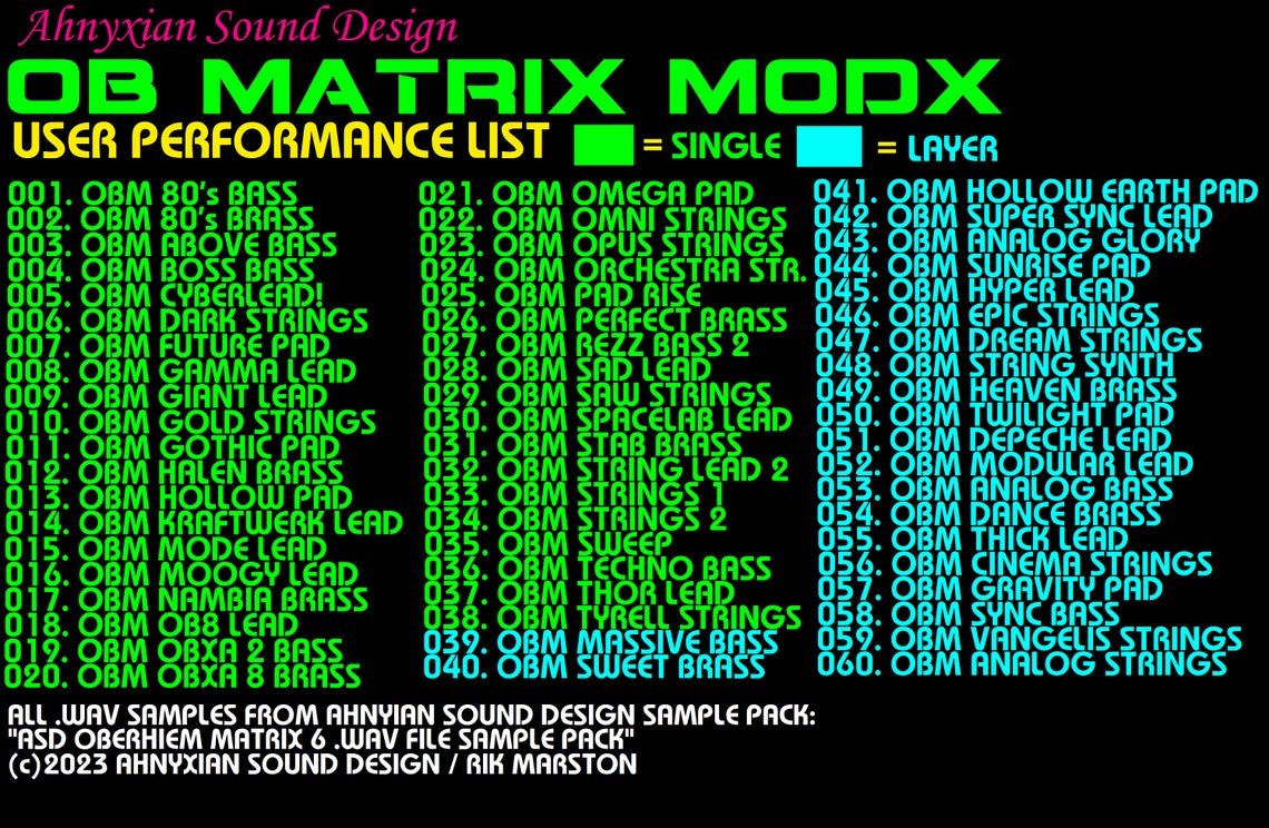 OB MATRIX MODX Sample Pack Yamaha Montage Synthesizer - Etsy
